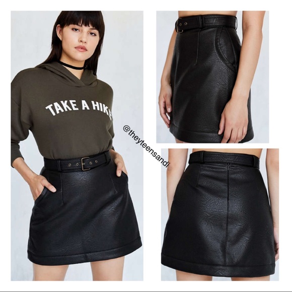 Urban Outfitters | Skirts | Urban Outfitters Belted Vegan Leather Mini Skirt | Poshmark